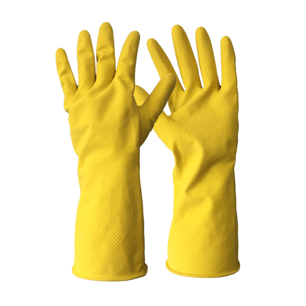 Flocked Yellow Household Latex Glove – PromaxSafety – China Professonal ...