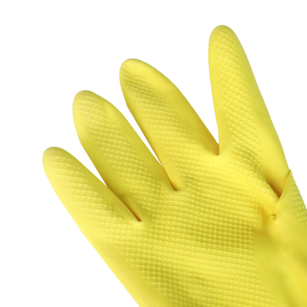 Flocked Yellow Household Latex Glove – PromaxSafety – China Professonal ...